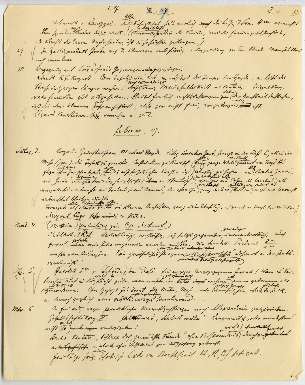 Schenker Documents Online: Example of entries from Schenker's diaries
